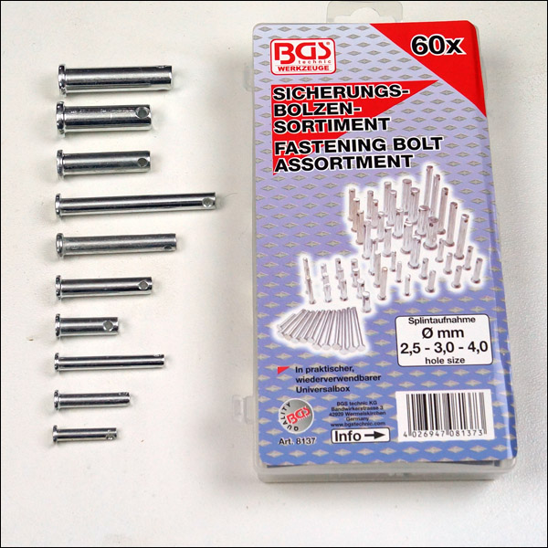 BGS Sicherungsbolzen Sortiment Steckbolzen Splinte Bolzen Splintbolzen ...